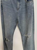 China Trendy Rhinestone Embellishments Straight Cropped Jeans For Eye Catching Fashionable Look for sale