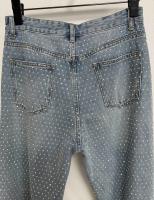 China Trendy Rhinestone Embellishments Straight Cropped Jeans For Eye Catching Fashionable Look for sale
