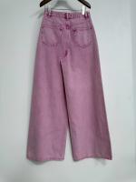 China Extra Long Wide Leg Design  Pink Denim  Jeans For A Leg-Lengthening Effect for sale