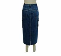 China High Waisted Design Dark Denim Skirt For A Flattering Silhouette for sale