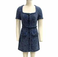 China Textured Tweed Knit Fabric Jeans Dress For A Chic Vintage Inspired Look for sale