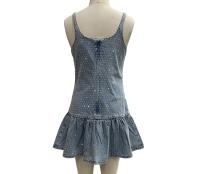 China Light Wash Denim Skirt With Sparkling Rhinestone Embellishments for sale