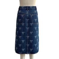 China All Over Bow Print Long Denim Skirt For A Playful And Feminine Design for sale