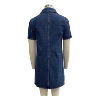 China Tailored Lapel Collar And Short Sleeve Denim Dress For A Polished Yet Casual Style for sale