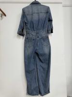 China Premium denim long-sleeve workwear-inspired jumpsuit for sale