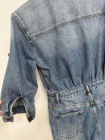 China Premium denim long-sleeve workwear-inspired jumpsuit for sale