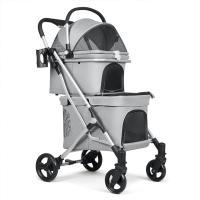 China Adjustable Handle Black Pet Push Cart With Included Rain Cover / Safety Belt for sale