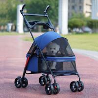 China Foldable Dog Push Cart 4 Wheels With Removable Padding / Safety Belt for sale