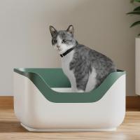 China Hychi Sturdy Tiny Little Box For Cats , White ABS Small Kitty Litter Box With Lid for sale