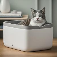 China Hychi Sturdy Tiny Little Box For Cats , White ABS Small Kitty Litter Box With Lid for sale