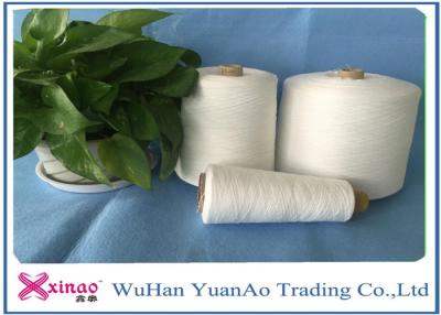 China High Strength Raw White 100 Spun Polyester Yarn Z Twist For Knitting , 17cm Cone for sale
