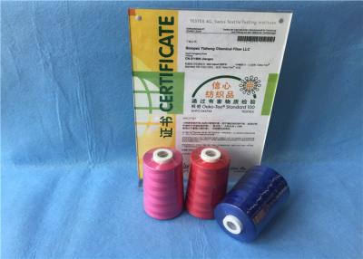 China Pink /Red / Blue Polyester Sewing Thread On Plastic Dyed Cone For Textile / Garment for sale