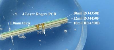 China 4 Layer High Frequency PCB Built On 2 Core of 10mil RO4350B with Immersion Gold for Wireless Antenna System for sale