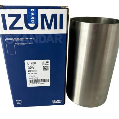 China IZUMI ME013312 Engine Cylinder Liner 108mm for Mitsubishi 4D33 Excavator Truck for sale