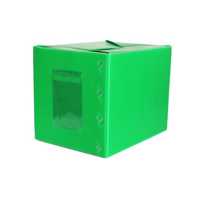 China Green PP Corrugated Plastic Box Cosmetic Turn Over Side Window for sale