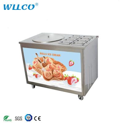 China Single or Double Pans Peluche Ronde Plat Frite Creme Glacee Machine for sale