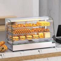 China Curved Glass Hot Food Display Cabinets Electric Heating Counter Warming Showcase for sale