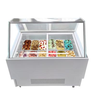 China Commercial Gelato Ice Cream Display Freezer Showcase Countertop Hard Ice Cream Freezing Display for sale