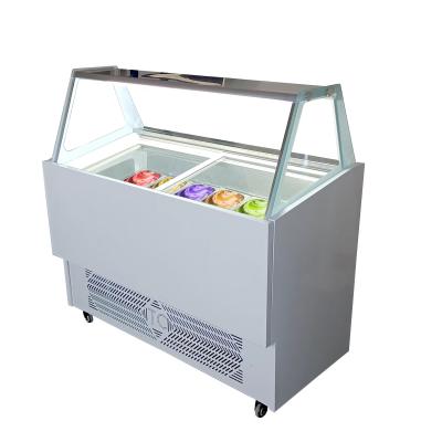 China Popular Ice Cream Display Freezer With Stainless Steel Pans Gelato Display Freezer for sale