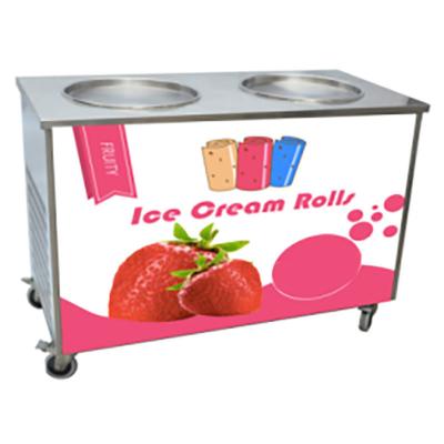 China Freezing Pan Fried Double Round Pan Ice Cream Roll Machine for Instant Making Ice Cream for sale