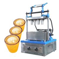 China Semi Automatic Chocolate Coating Pizza Cone Edible Coffee Cup Making Machine for sale