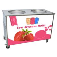 China Fast Freezing Double Round Pan Roll New Design Flat Pan Rolled Fried Ice Cream Making Machine for sale