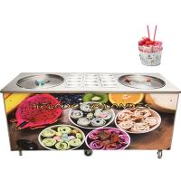 China Commercial 12 Tanks Precooling Flat Pan Table Thailand Style Roll Fried Ice Cream Machine for Fry Ice Cream for sale