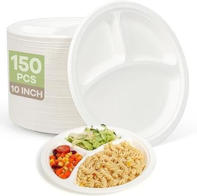 China Sugarcane Round Paper Plates Eco-friendly Biodegradable Disposable Bagasse Maded Tableware for Sale for sale