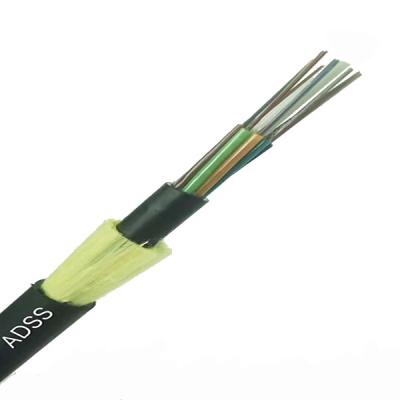 China All Dieletric FRP Strength 12 24 48 Cores Singlemode Outdoor ADSS Optical Fiber Cable for sale