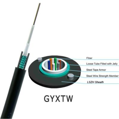 China 2 / 4 / 6 / 8 / 12 / 16 / 24 Core Fiber Optic Outdoor GYXTW Armor Corrugated Fiber Optic Cable for sale