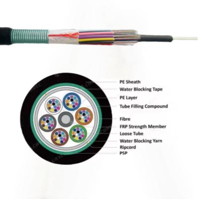 China PSP Armored Outdoor All Dry Fiber Optic Cable GYFS armored with steel tape or FRP for sale