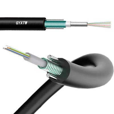 China Outdoor Duct Aerial Single Mode G652D Fibre Optical Cables GYXTW Armoured 2 4 6 8 12 24 Core Fiber Optic Cable for sale