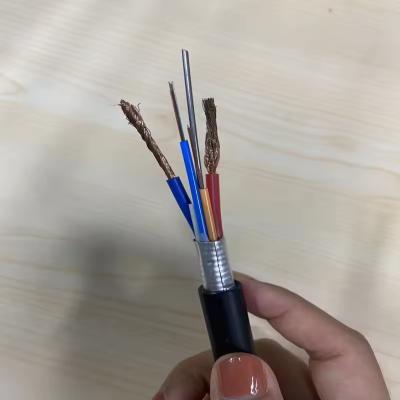 China 48 Core Armored Fiber Optical Cable GDTA GDTS Photoelectric Hybrid Fiber Optic Cable With2*2mm-Power Wire for sale