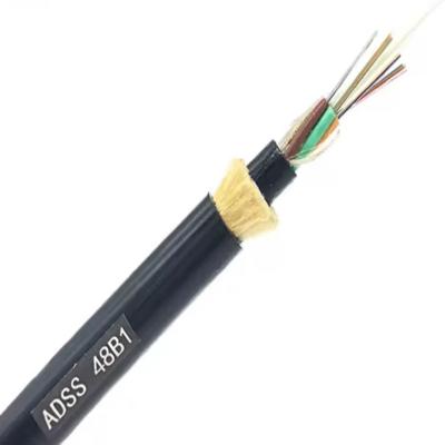 China ADSS double  jacket Single Mode Self-Supporting 24 Core 48 Core Fiber Optic Cable G652D For Aerial for sale
