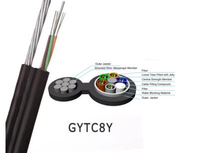 China GYTC8S Figure 8 Fiber Optic Cable Stranded Wires Messenger Aerial Overhead for sale