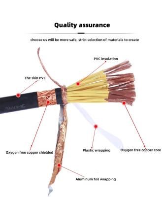 China Outdoor Hybrid Fiber PVC LSZH RVVP Cable with 2/3/4/5/6 Cores Cat6 FTP Spiral Shielded Pure Copper Control Signal Cable for sale