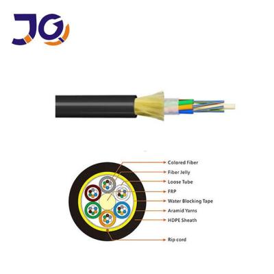 China ADSS Fiber Optic Cable 12-144 Core Aerial Black PE Sheath for sale