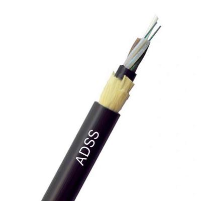 China Self Supporting Aerial ADSS Fiber Optic Cable 12 Core 24 Core Span 100m for sale