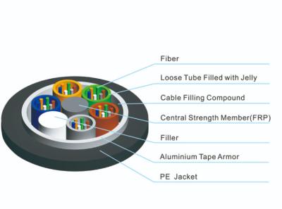 China 36 Core Outdoor Fiber Optic Cable Stranded Loose Tube Steel Tape Armored GYTA for sale