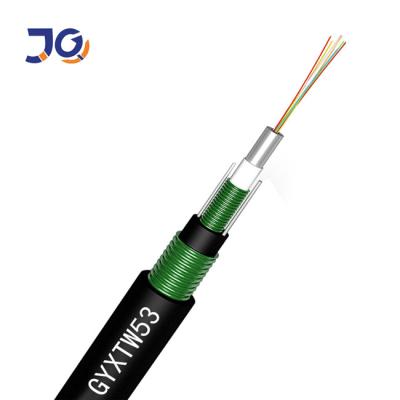 China Customized Outdoor Fiber Optic Cable SM G652D Steel Wire Strength Member Armored GYXTW53 for sale