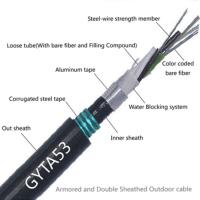 China Direct buried steel tape armored 12 96 core fiber optic cable price per meter GYTA53 for sale