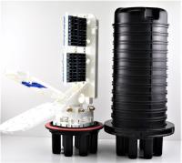 China Direct Buried FTTH Fiber Optic Closure 505×200mm IP68 with 7 Ports for 64 SC Adapters for sale