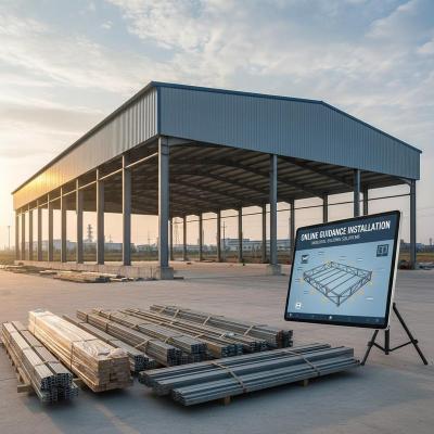 China 50 Period Steel Structure Workshop Featuring Steel and Online Guidance Installation to Support Industrial Building Needs for sale