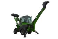 China CE Approved Excavator Backhoe Loader 4WD Backhoe Wheel Loader Green Black for sale