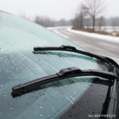 China Black boneless wiper blades weather resistant flexible wipers designed to maintain clear visibility during rain and snow for sale