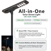 China LRC-H40W Integrated Solar Street Lights IP66 Waterproof Remote Control 12.8V Large Capacity LiFePO4 Battery for sale