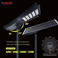 China LA2-60W All In One Solar Street Lights 12600lm IP66 Monocrystalline Solar Panel PIR Motion Sensor for sale