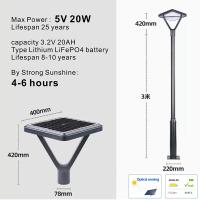 China Gate Solar Garden Pole Light 20W IP65 Waterproof Landscape Fence Post LED 180 Degree for sale