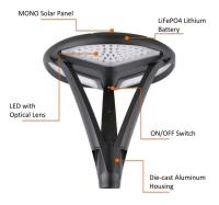China 3300Lm Solar Garden Lights Outdoor Waterproof LED Lawn Patio Yard Walkway Die Cast Aluminum for sale
