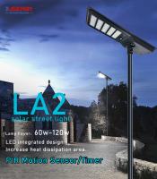 China LA2-60W All In One Solar Street Lights 12600lm IP66 Monocrystalline Solar Panel PIR Motion Sensor for sale